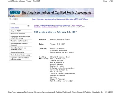 "ASB meeting minutes, 1997, February 5-6" by American Institute of ...