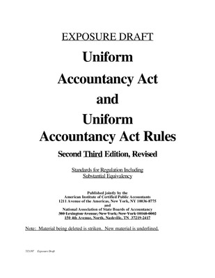 "Uniform Accountancy Act and Uniform Accountancy Act Rules; Exposure Dr ...