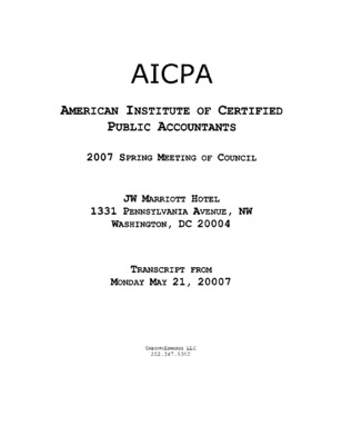 "Spring Meeting of Council, Transcript from Monday May 21, 2007, JW Mar ...