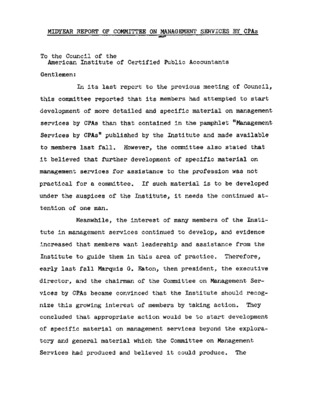 "Midyear Report of Committee on Management Services by CPAs To the Coun ...