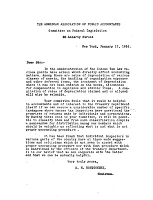 "Letter re: Rates of Depreciation" by Robert H. Montgomery and American ...