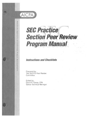 "SEC Practice Section Peer Review Program Manual: Instructions and Chec ...