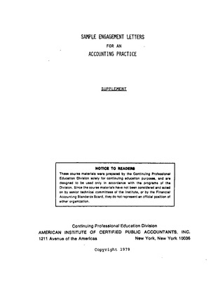 "Sample engagement letters for an accounting practice. Supplement" by ...