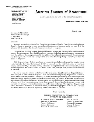 "Letter to the Department of Stock List, New York Stock Exchange, Regar ...