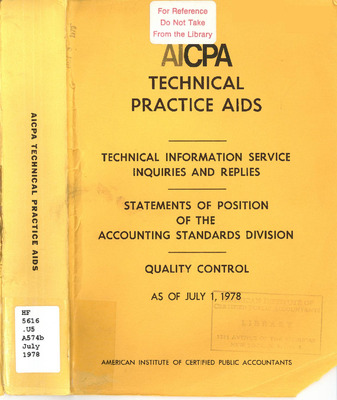 "AICPA Technical Practice Aids, as of July 1, 1978" by American ...