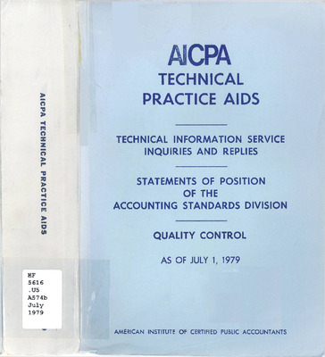 "AICPA Technical Practice Aids, as of July 1, 1979" by American ...