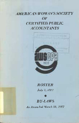 "Roster, July 1, 1977; By-Laws as amended March 31, 1977" by American ...
