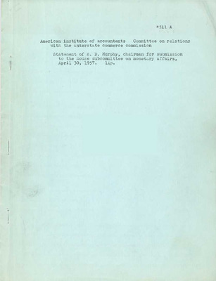 "Statement of H. D. Murphy, Chairman for Submission to the House Subcom ...