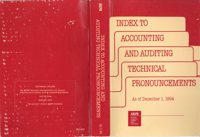 "Index to Accounting and Auditing Technical Pronouncements, as of Decem ...