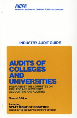 "Audits of colleges and universities (1975); Industry audit guide; Audi ...