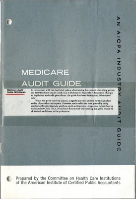 "Medicare audit guide (1969); Industry audit guide; Audit and accountin ...