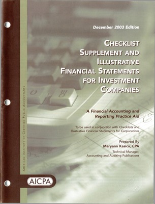 "Checklist supplement and illustrative financial statements for investm ...