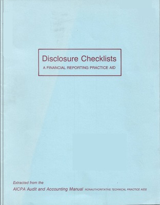 "Disclosure checklists : a financial reporting practice aid, November 1 ...