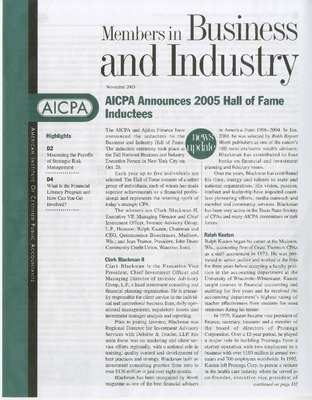 "Members in Business and Finance, November 2005" by American Institute ...