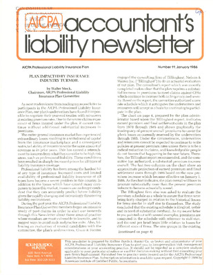 "Accountant's Liability Newsletter, Number 11, January 1986" by Rollins ...
