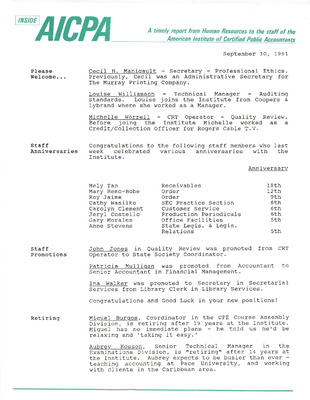 "Inside AICPA, September 30, 1991" by American Institute of Certified ...