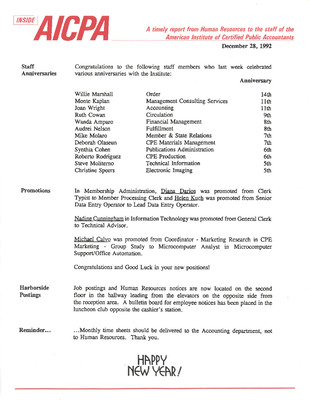 "Inside AICPA, December 28, 1992" by American Institute of Certified ...