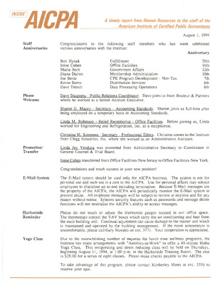 "Inside AICPA, August 1, 1994" by American Institute of Certified ...