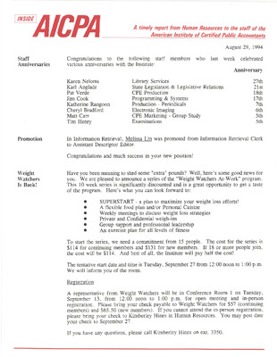 "Inside AICPA, August 29, 1994" by American Institute of Certified ...