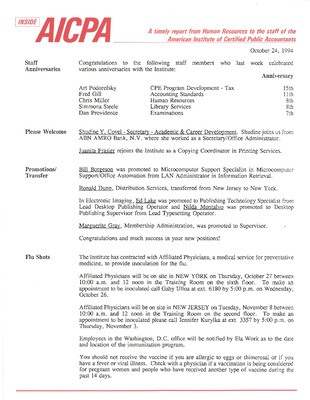 "Inside AICPA, October 24, 1994" by American Institute of Certified ...