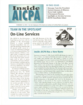 "Inside AICPA, December 18, 1995" by American Institute of Certified ...