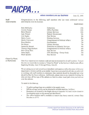 "Inside AICPA, June 12, 1995" by American Institute of Certified Public ...