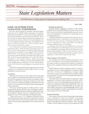 "State Legislation Matters, Volume 1, Number 2, Fall 1989" by American ...