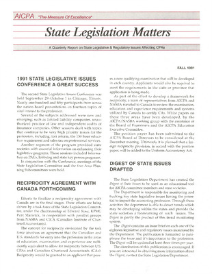 "State Legislation Matters, Volume 3, Number 4, Fall 1991" by American ...