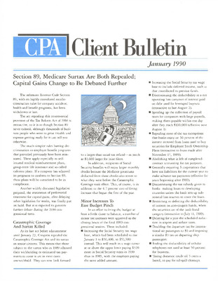 "CPA Client Bulletin, January 1990" by American Institute for Computer ...