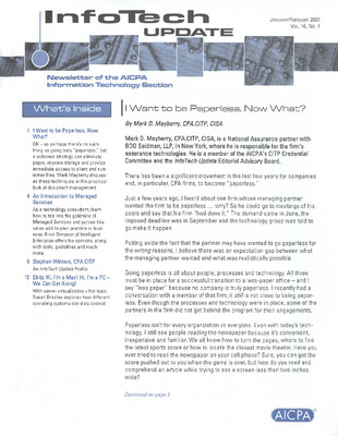 "InfoTech Update, Volume 16, Number 1, January/February 2007" by ...