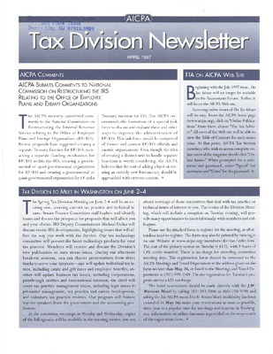 "Tax Division Newsletter, Volume 13, Number 2, April 1997" by American ...