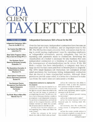"CPA Client Tax Letter, July/August/September 2000" by American ...