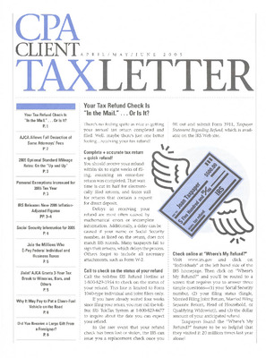 "CPA Client Tax Letter, April/May/June 2005" by American Institute of ...