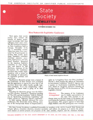 "State Society Newsletter, November/December 1964" by American ...