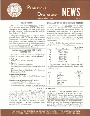 "Professional Development News, No. 1, March-April 1962" by American ...