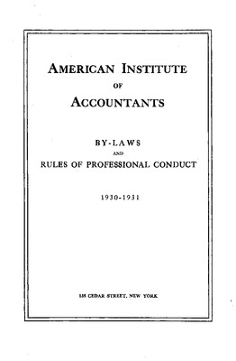"By-laws and rules of professional conduct, 1930-31" by American ...