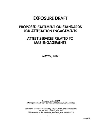 "Proposed statement on standards for attestation engagements : attest s ...