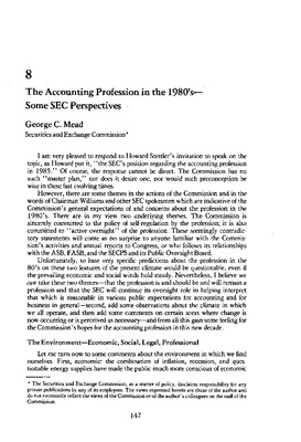 "Accounting profession in the 1980's -- Some SEC perspectives" by ...